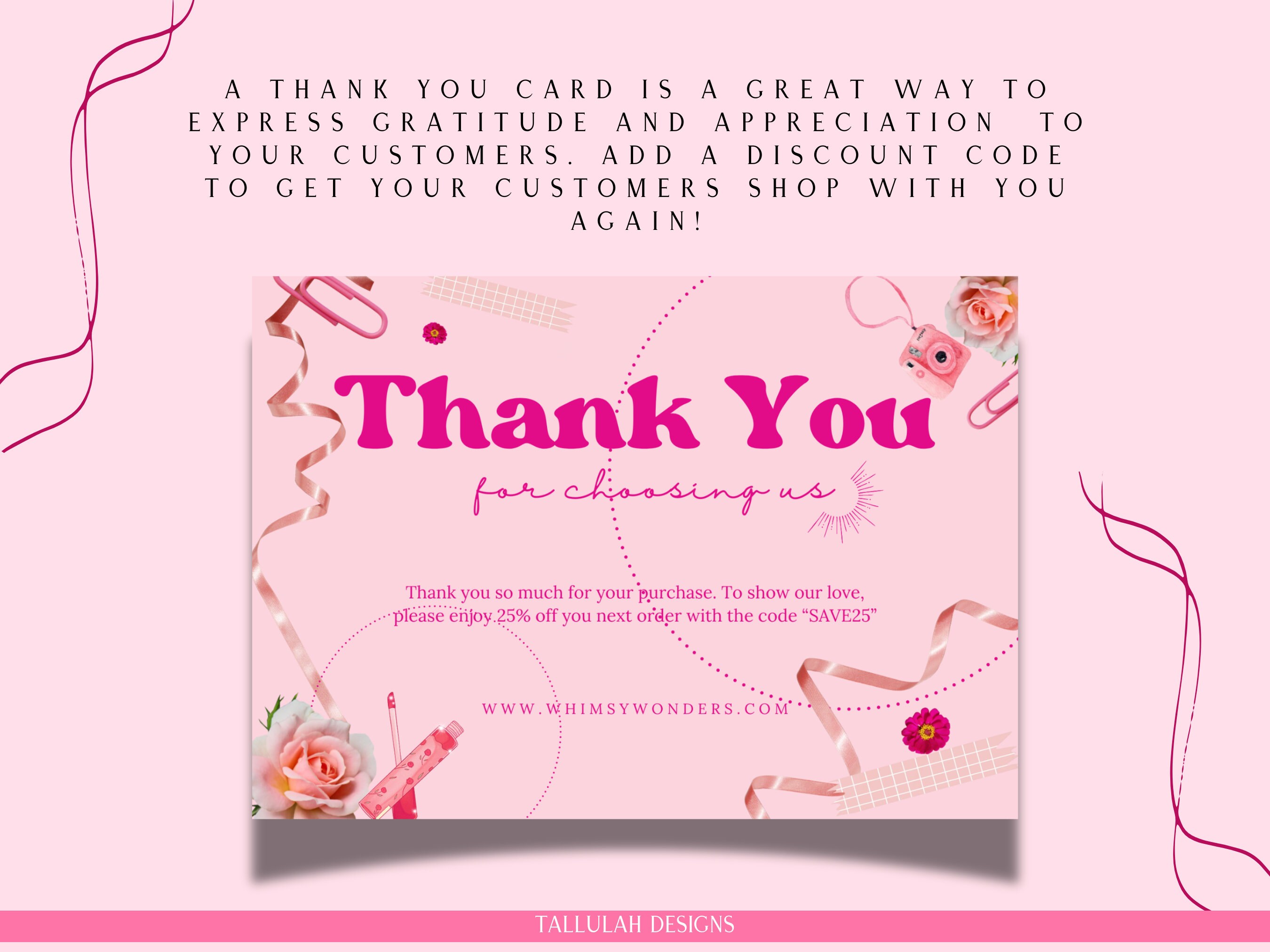 Pink Lively Card Templates - Exuberant Aesthetic Thank You Card ...