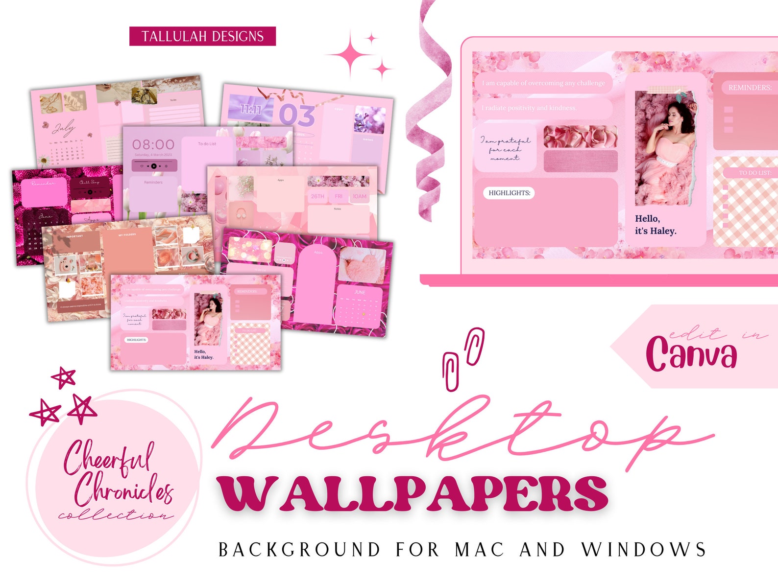 Pink Desktop Wallpaper Canva Templates, Cute Backgrounds Wallpaper ...