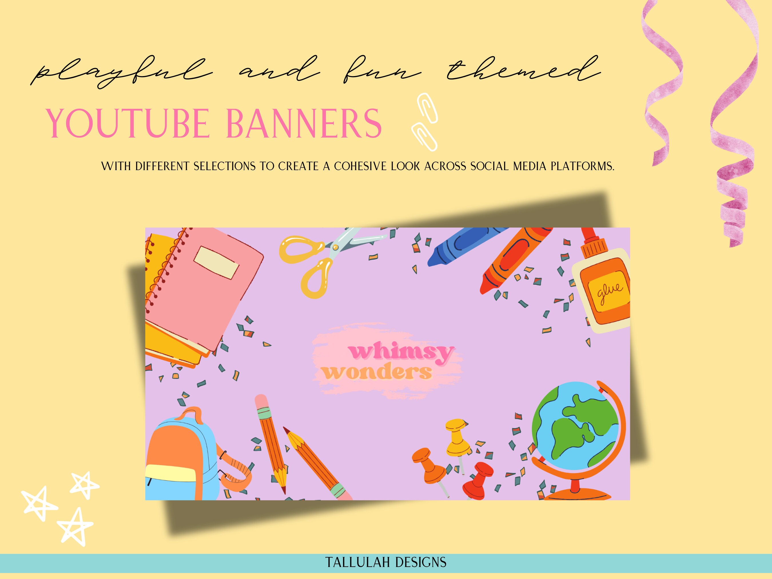 Playful Designs Youtube Banner Canva Template, Social Media Banners ...