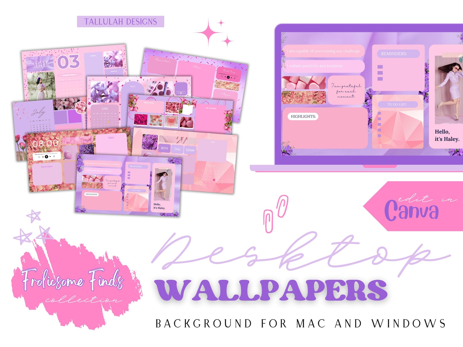 Lavender Themed Desktop Wallpaper Canva Template, Cute Backgrounds ...