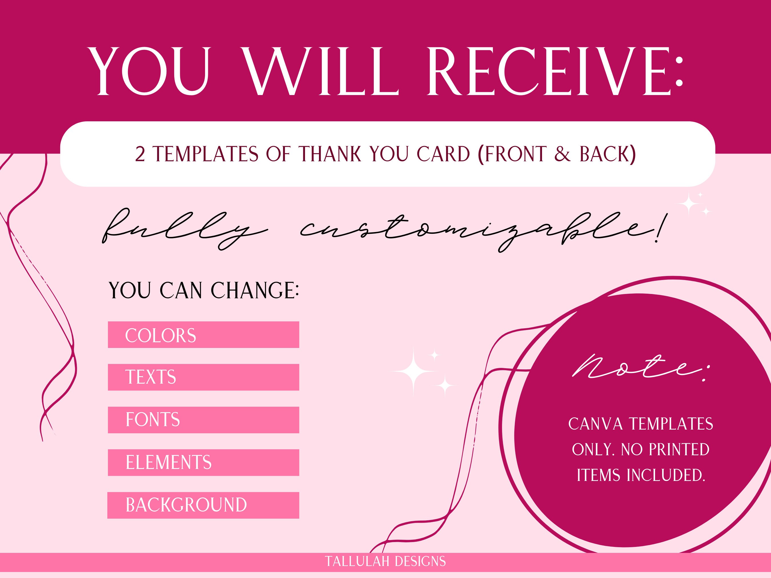 Pink Lively Card Templates - Exuberant Aesthetic Thank You Card ...