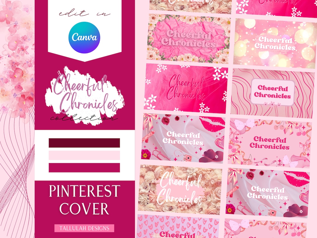 Pink Themed Pinterest Cover Canva Templates - Social Media Banner ...