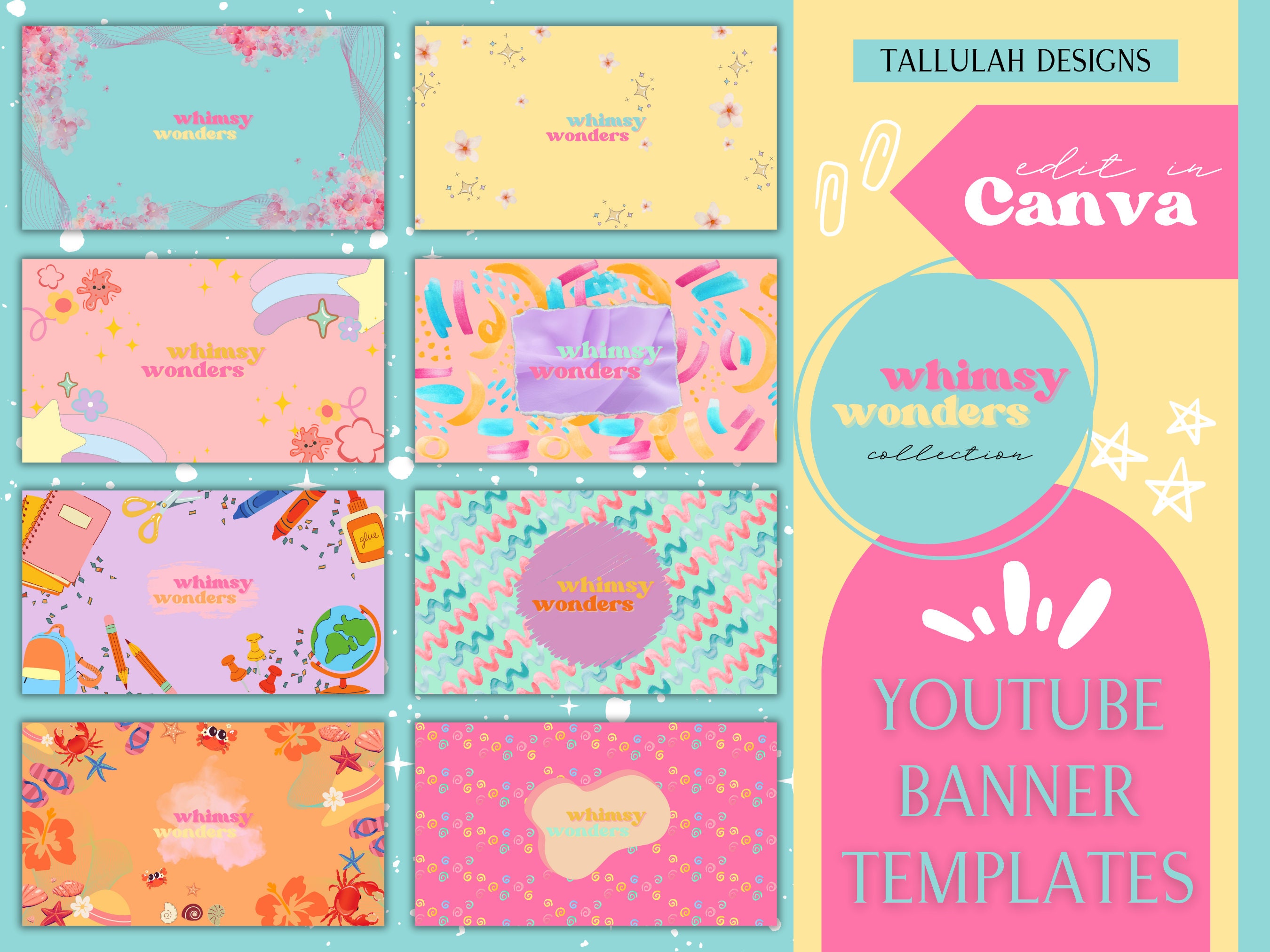Playful Designs Youtube Banner Canva Template, Social Media Banners ...
