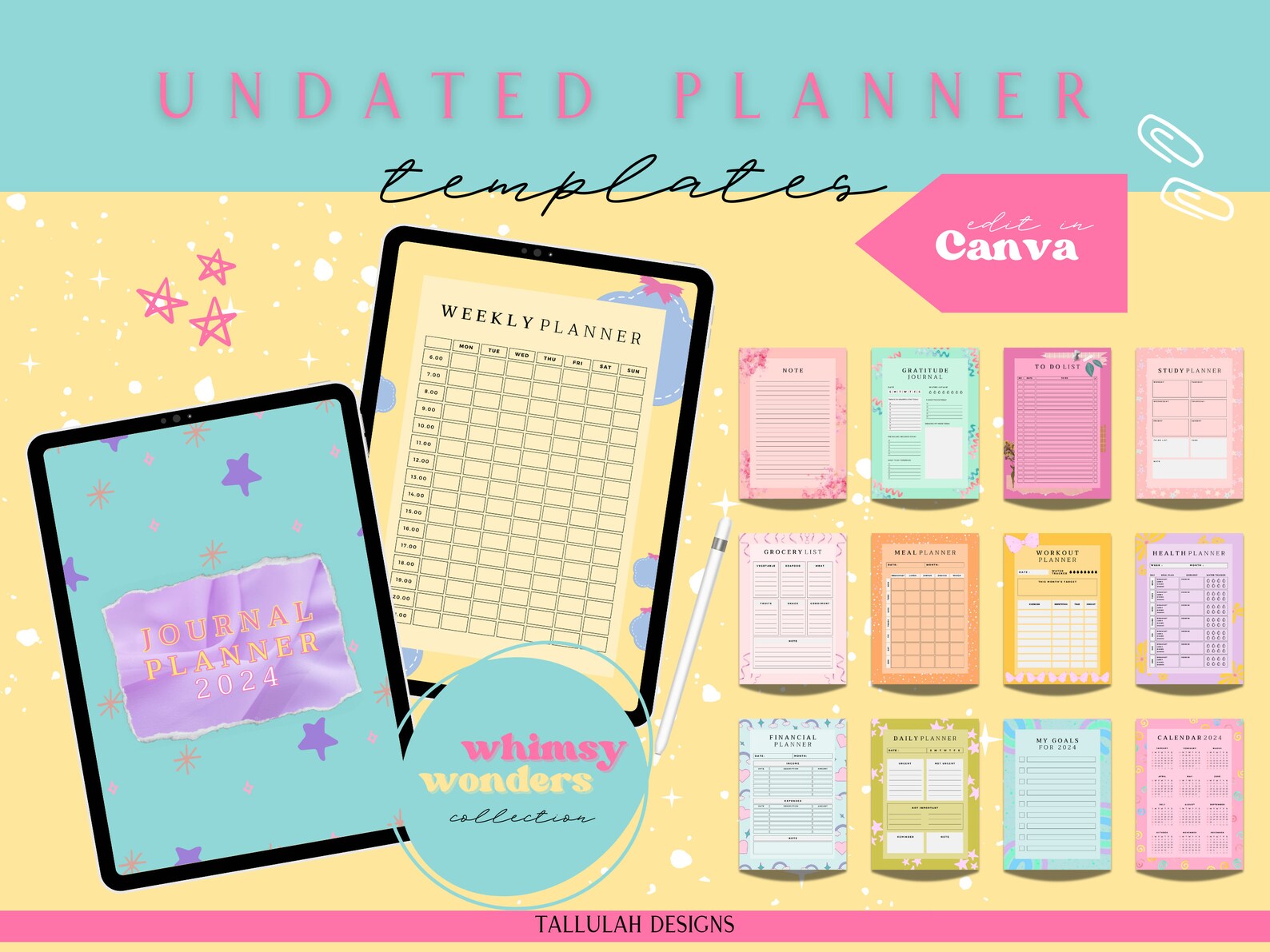 Playful Design Undated Planner Canva Template, Reflection Journal ...