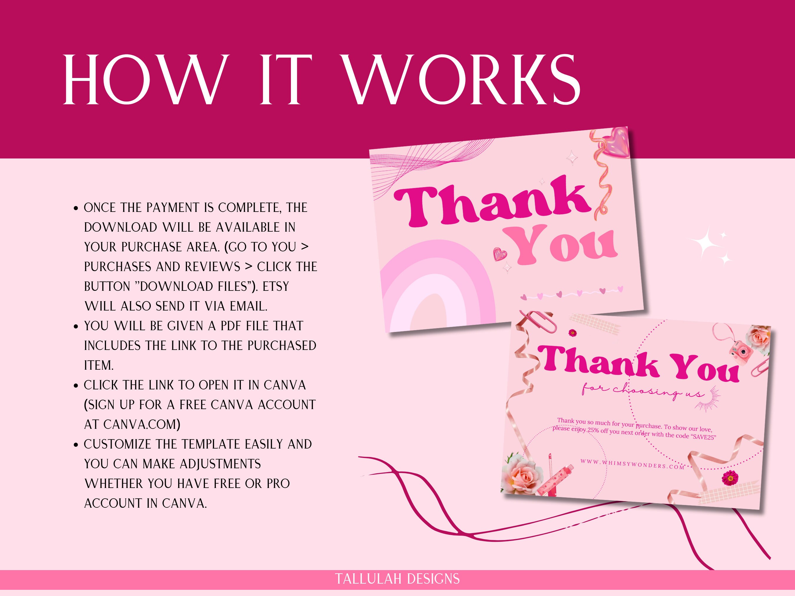 Pink Lively Card Templates - Exuberant Aesthetic Thank You Card ...