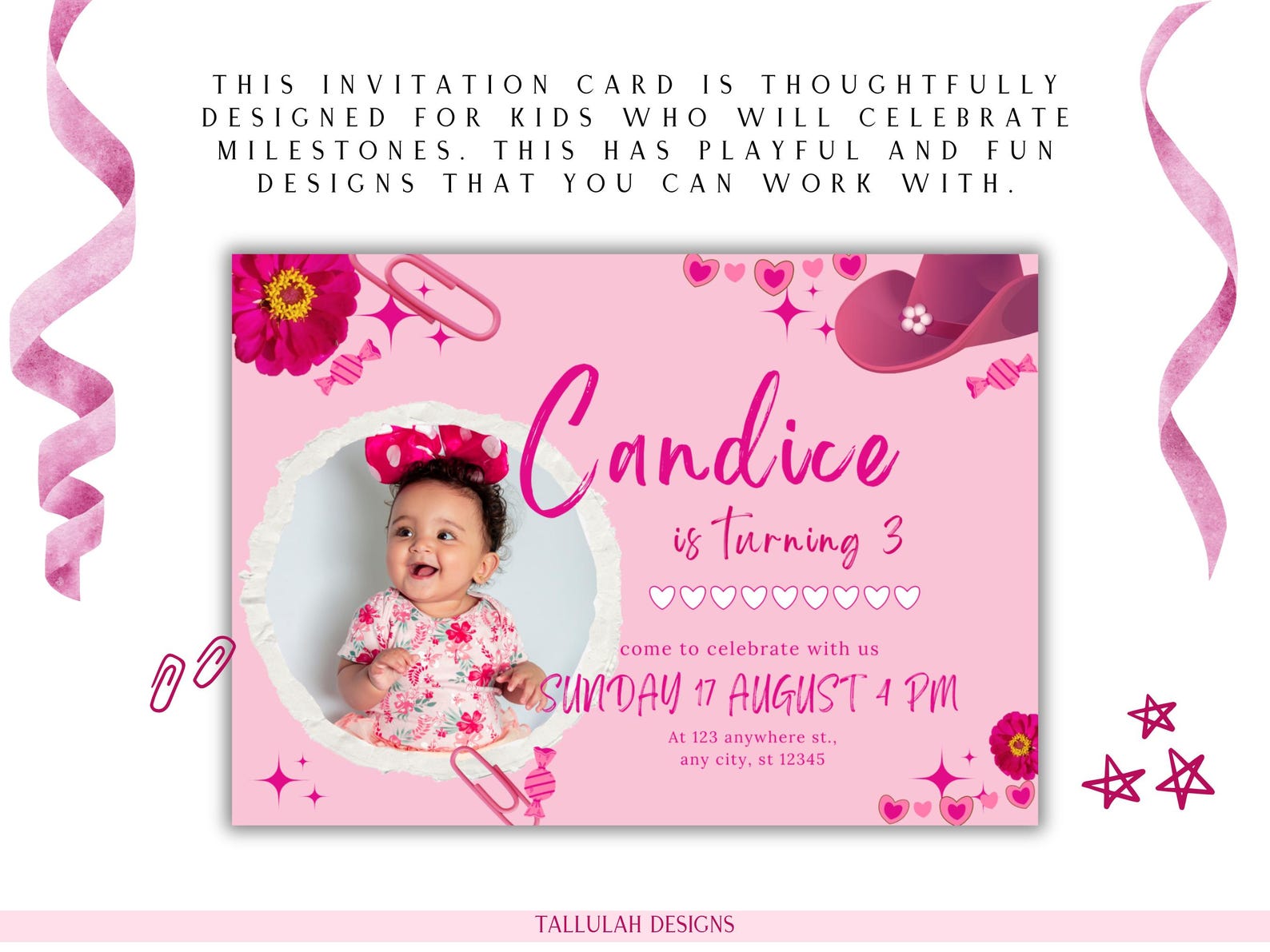 Soft Pink Invitation Card Canva Templates, Cute Backgrounds Card ...