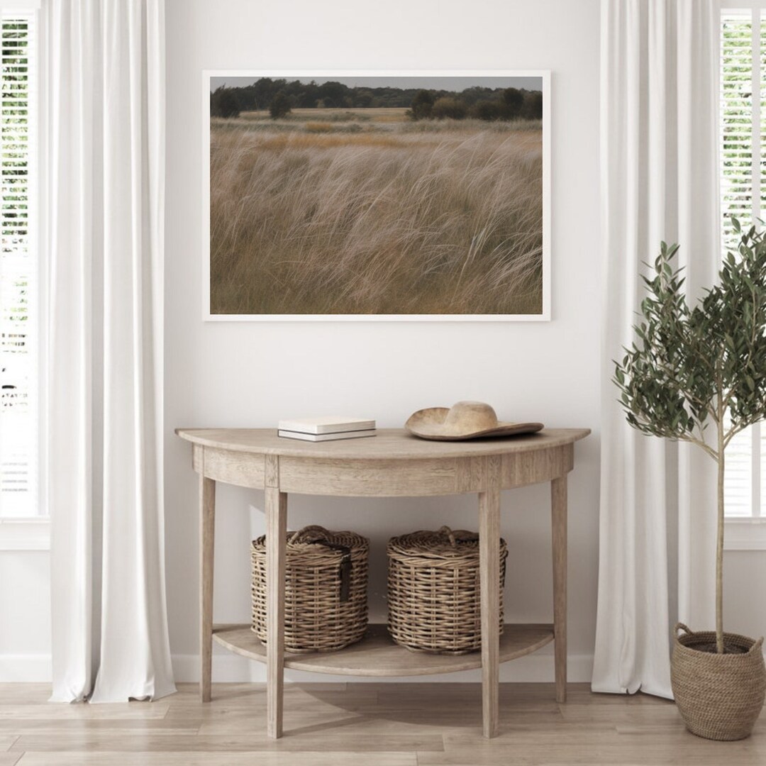 Artistic Field of Tall Grass, Landscape Painting Print, Digital ...