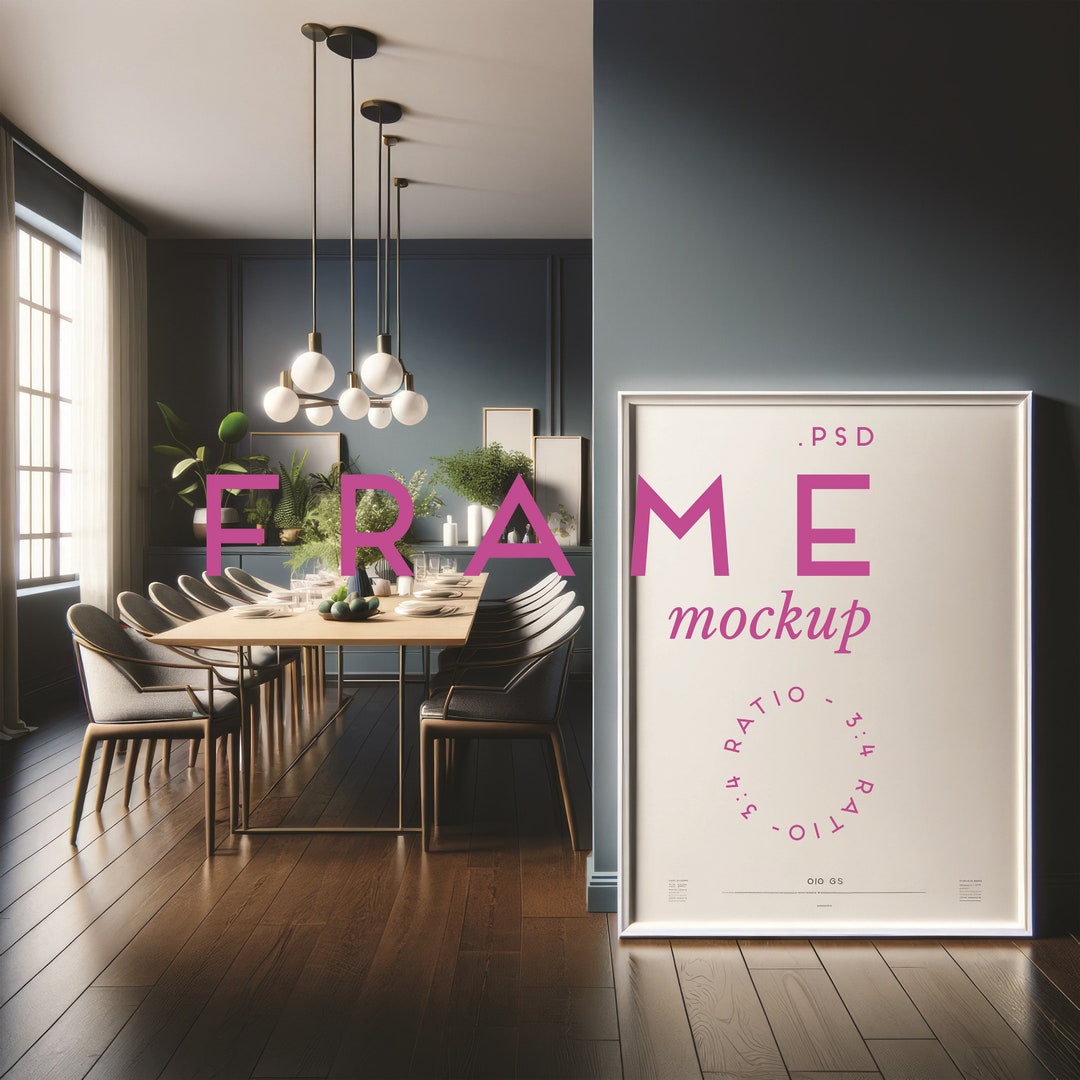 3x4 Leaning Frame Photoshop Mockup for Art and Prints Display 6x8 White ...