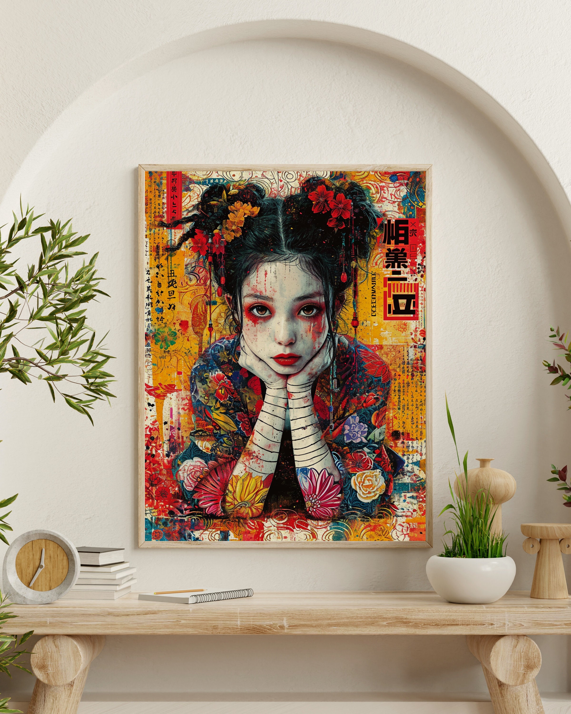Japanese Poster, Colourful Women - Etsy
