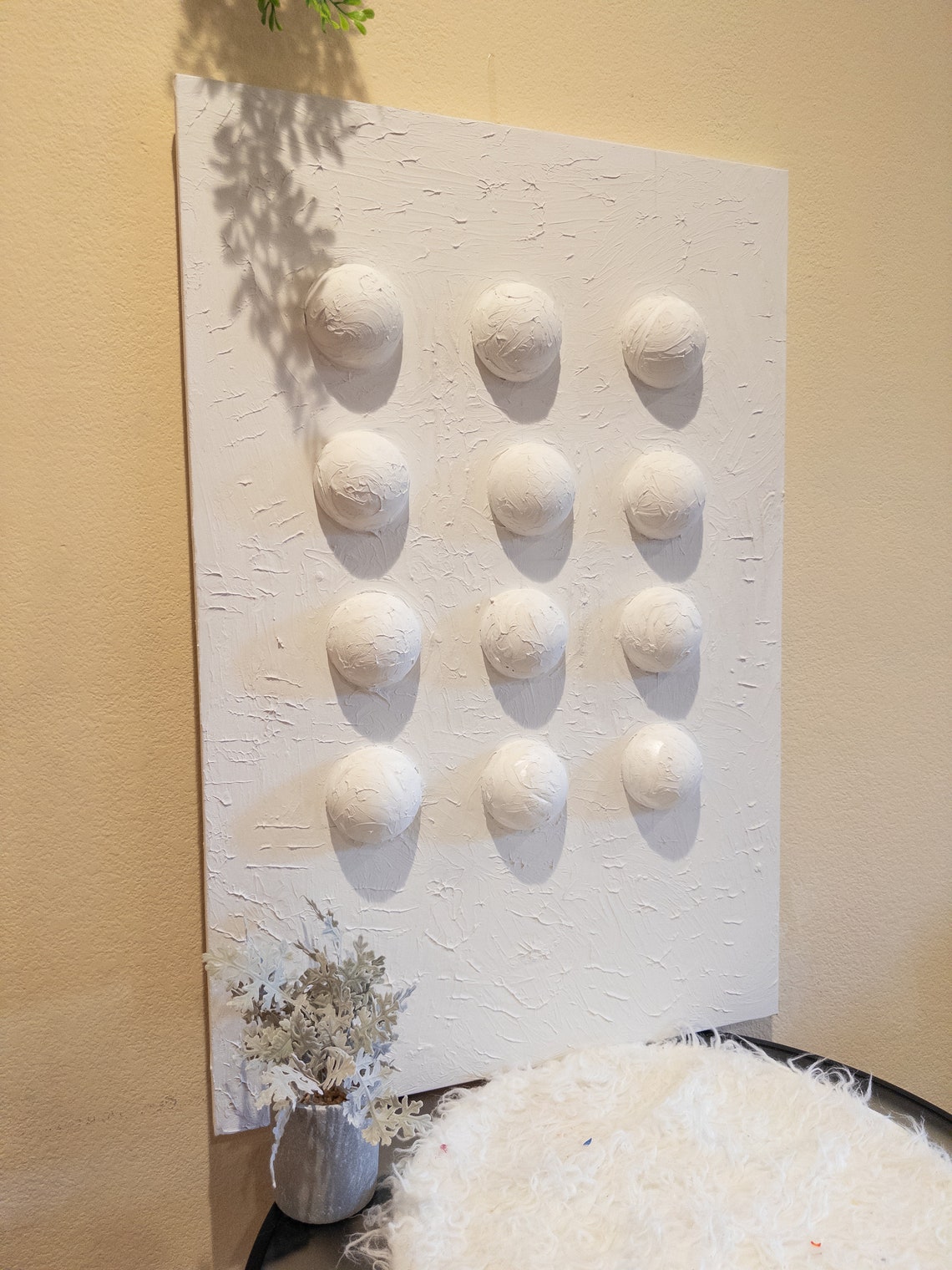 White Textured Wall Art Large White Abstract Painting White Plaster ...