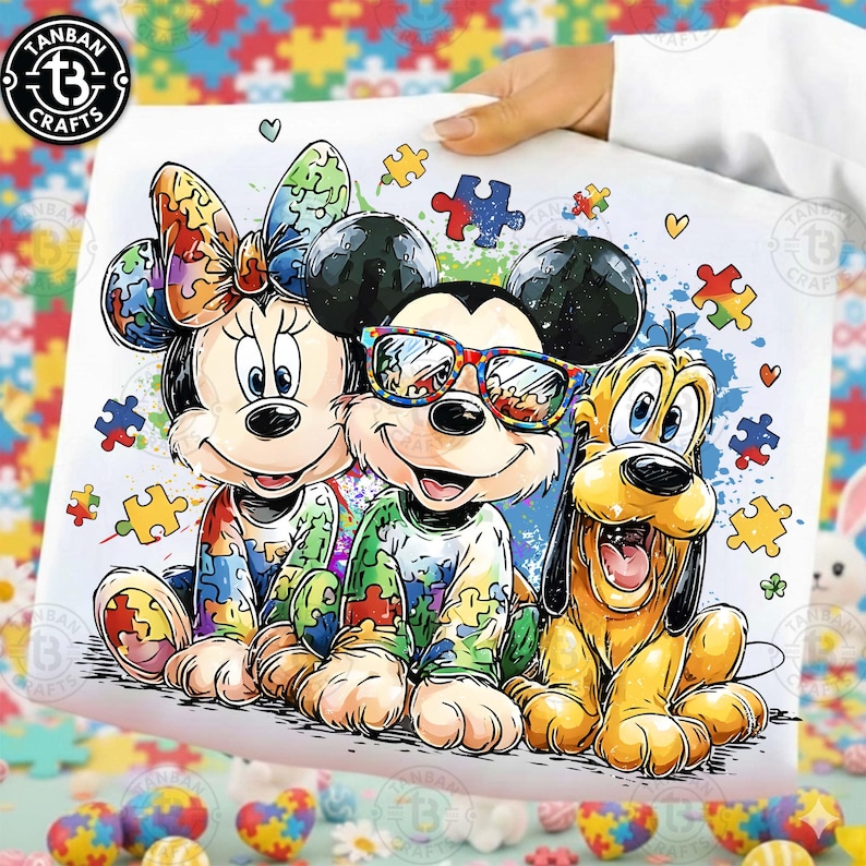 Autism Support Cartoon Mouse Squad Png, I Wear Blue for Autism ...