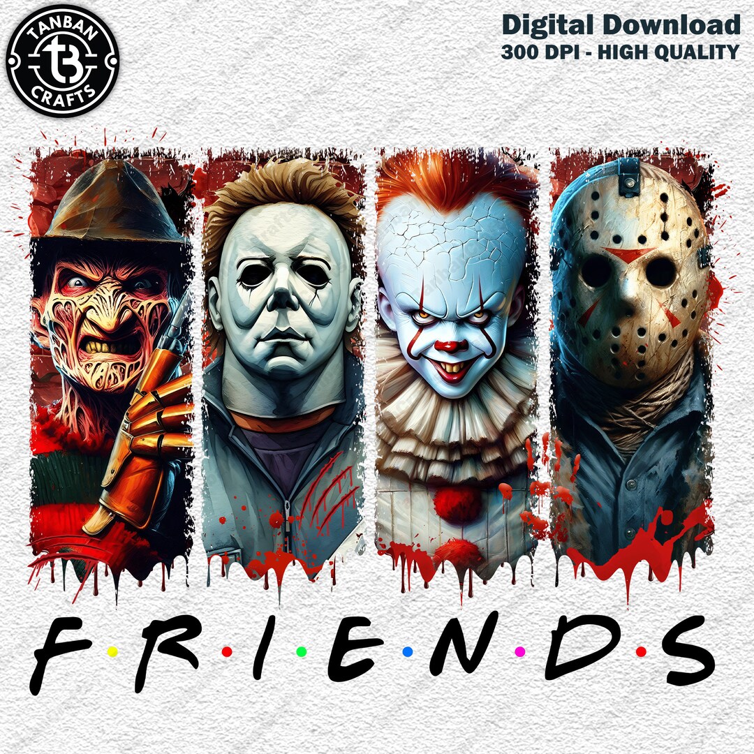 Friends Horror Characters PNG, Scary Halloween Floral PNG, Horror Movie ...