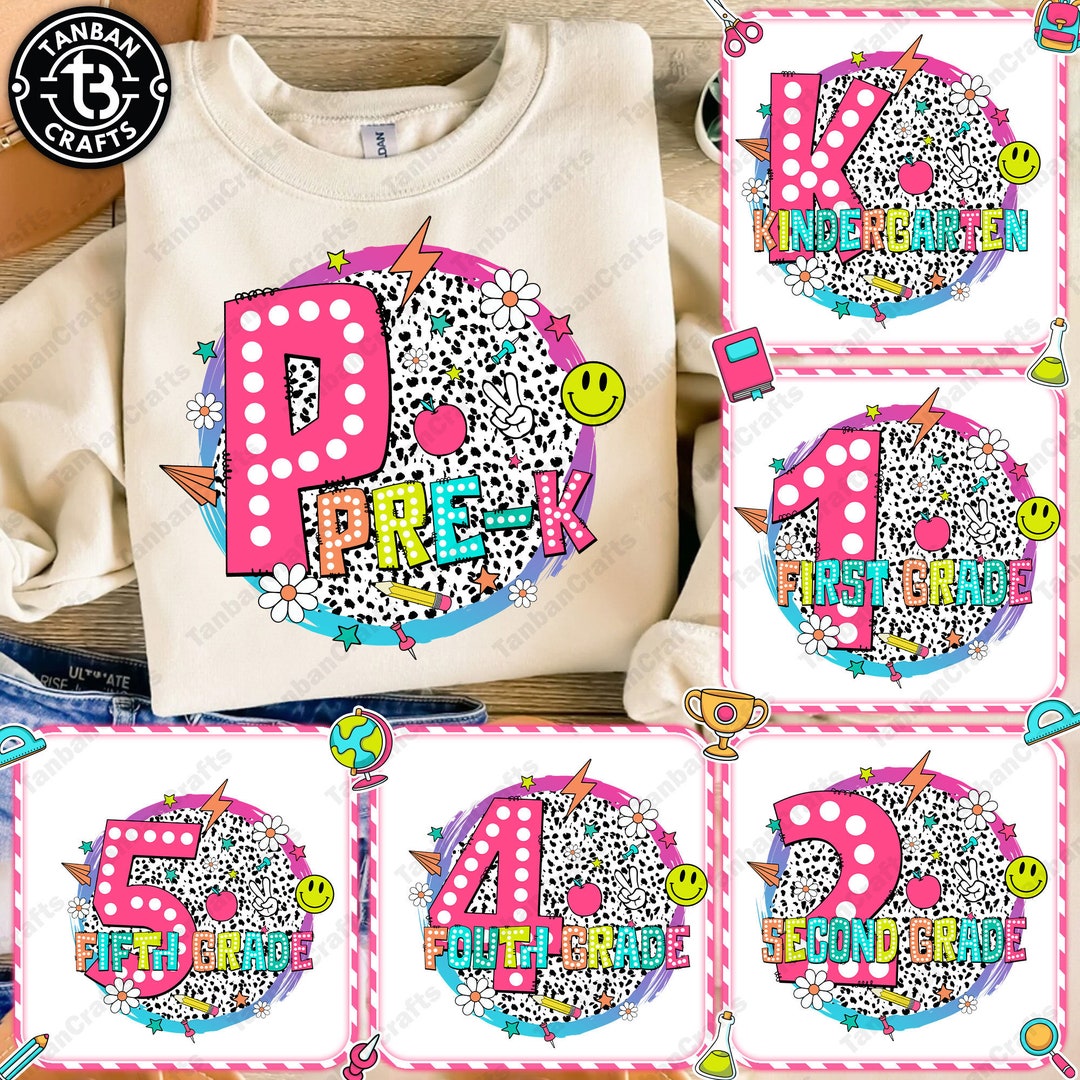 Pre-k / First Grade / Kindergarten Png Bundle, School Grade Png, Back ...