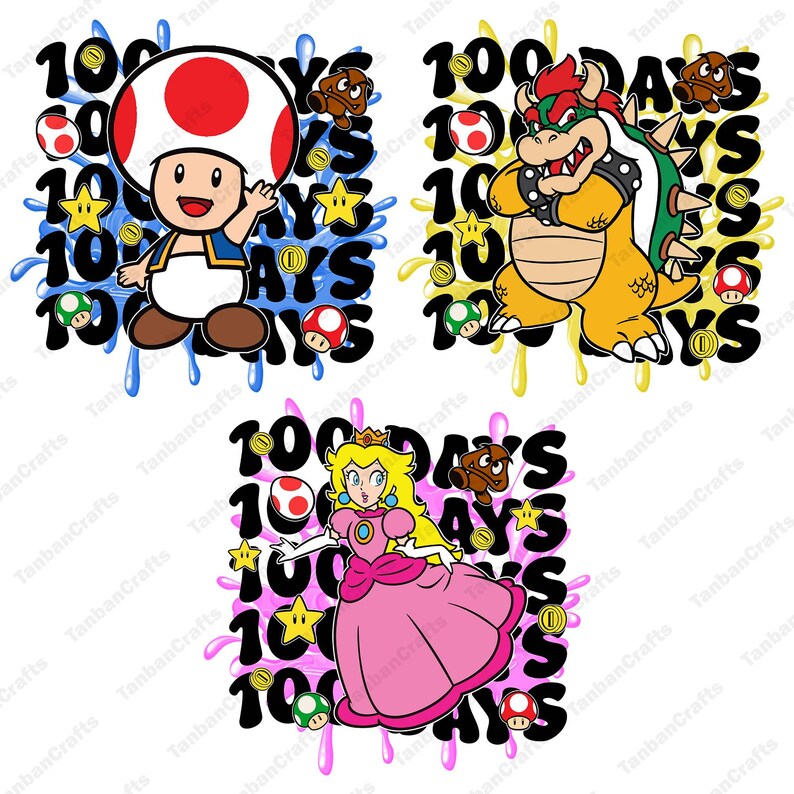 Bundle 100 Days of School Cartoon PNG, Happy 100 Days Png, Gift for Kid ...