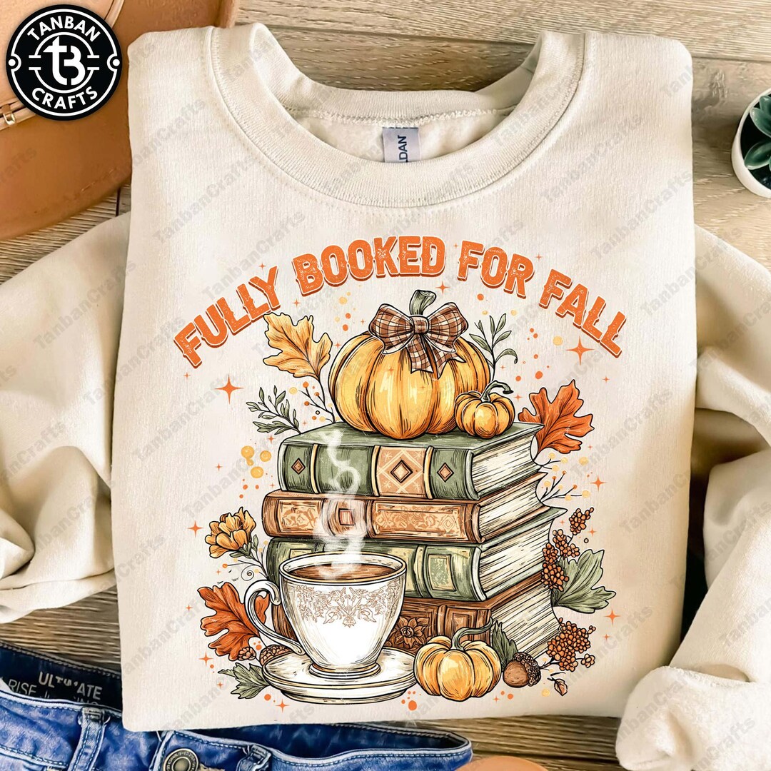 Retro Full Booked for Fall Png, Fall Book Pumpkin Png, Cute Book Coffee ...