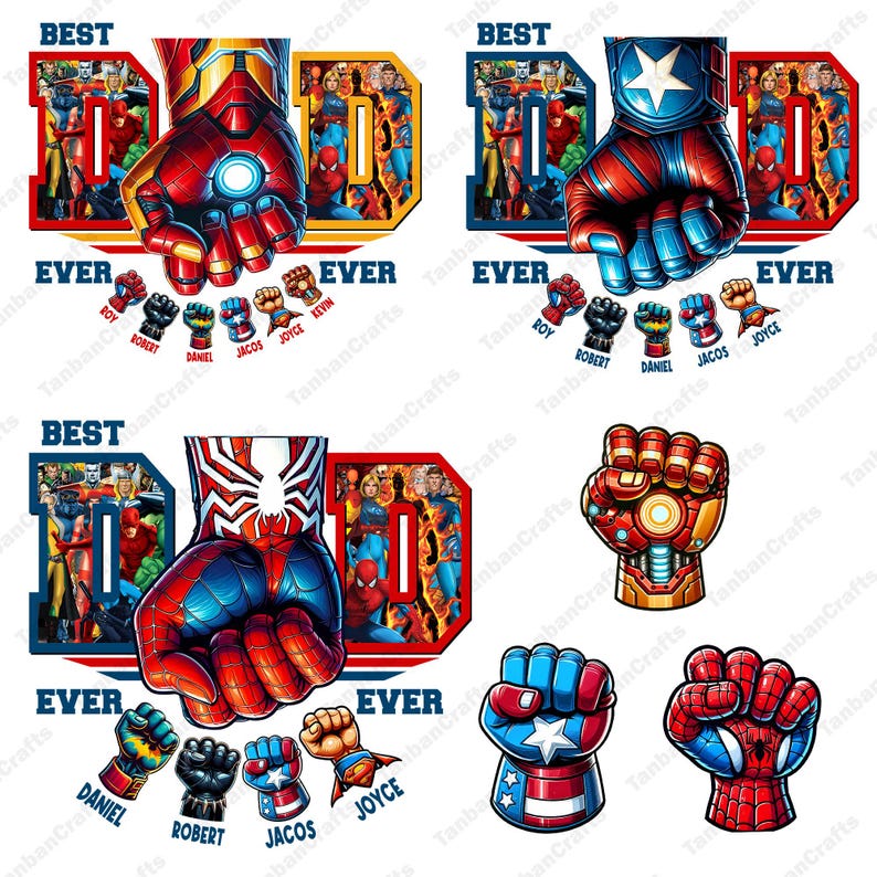 Custom Best Dad Ever Png, Fist Bump Set Superhero Png, Custom Superhero ...