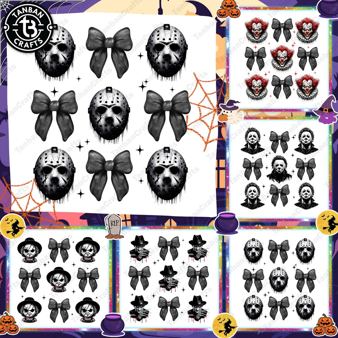 Horror Halloween Bundle, Halloween Coquette Bow Png, Halloween Png ...