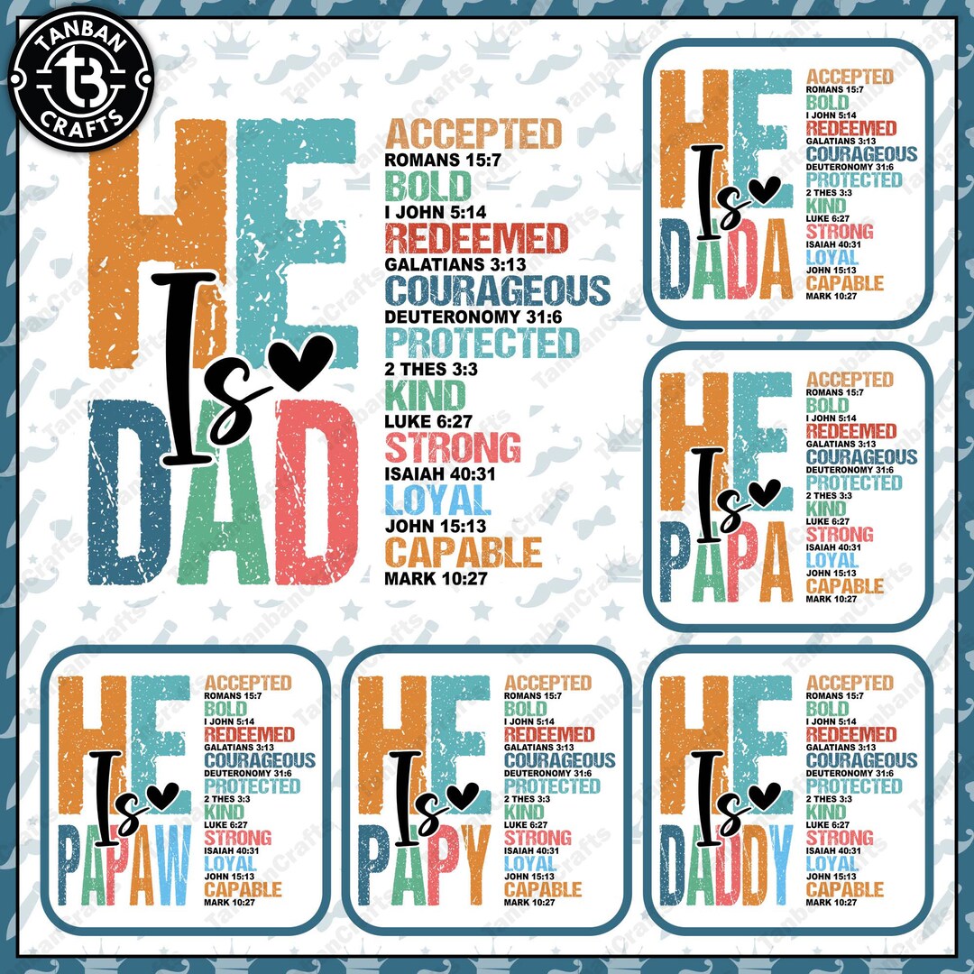 He is Dad/papa/dada Png Bundle, Brave Like David Png, Father’s Day Png ...