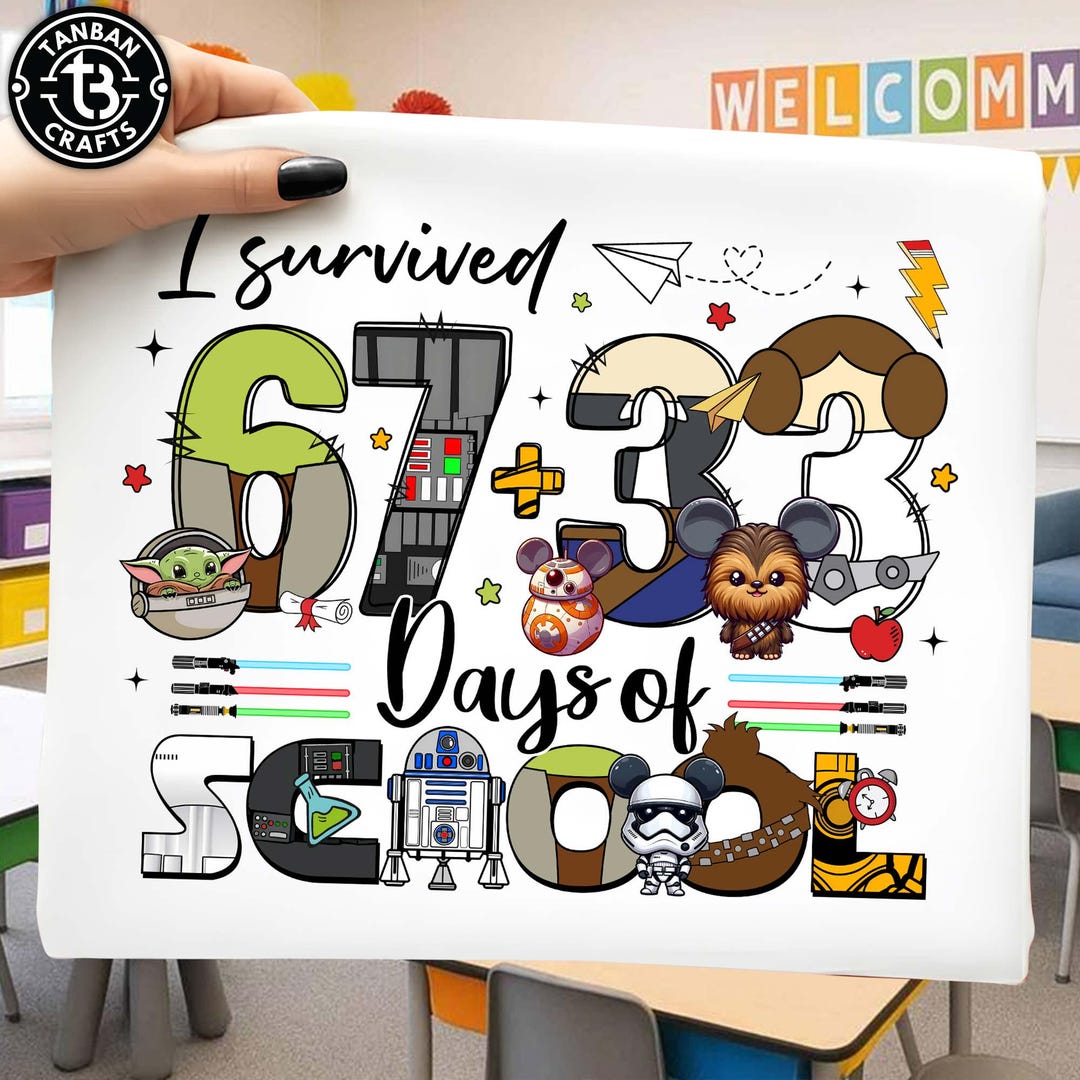 I Survived 67+33 Days of School PNG, School 100th Day Cartoon Galaxy ...