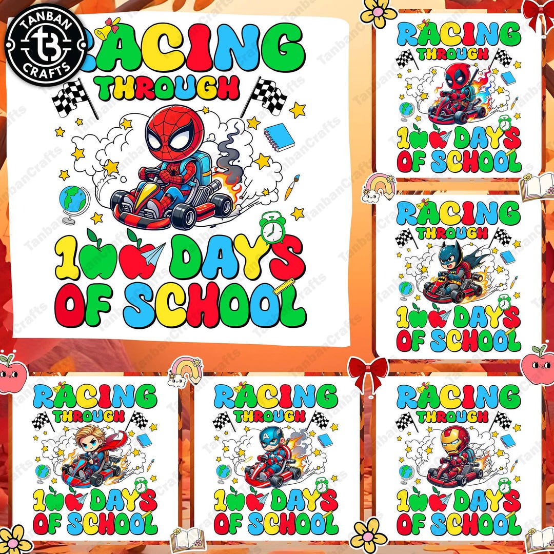 Superhero Cartoon Character Png Bundle, Racing Through 100 Days of ...