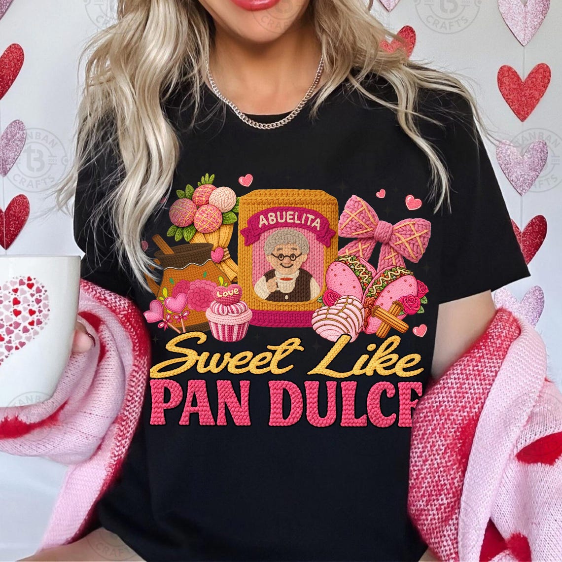Yarn Crochet Sweet Like Pan Dulce Png, Valentine Concha,valentine Pan ...