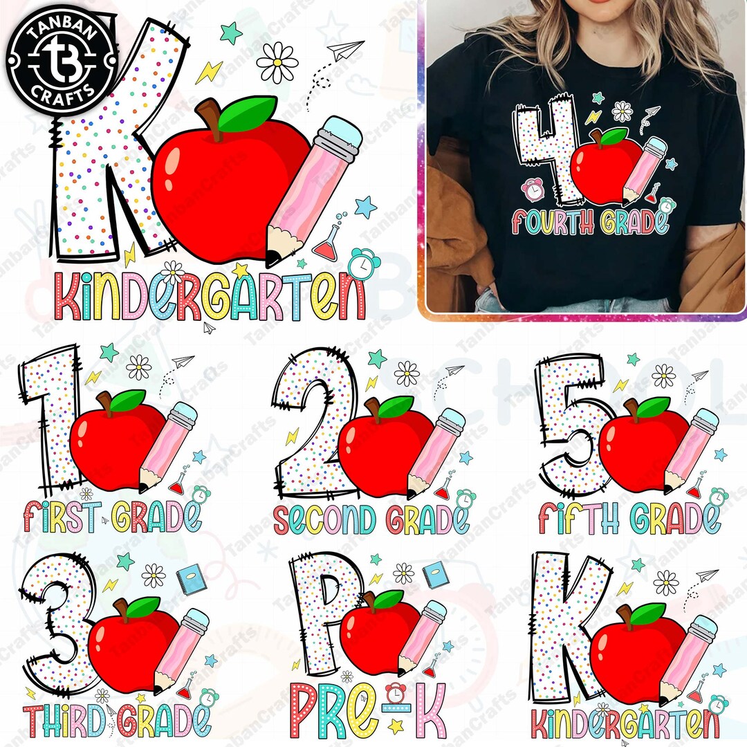 Pre-k / First Grade/ Second Grade Png Bundle, School Grade Png, Back to ...