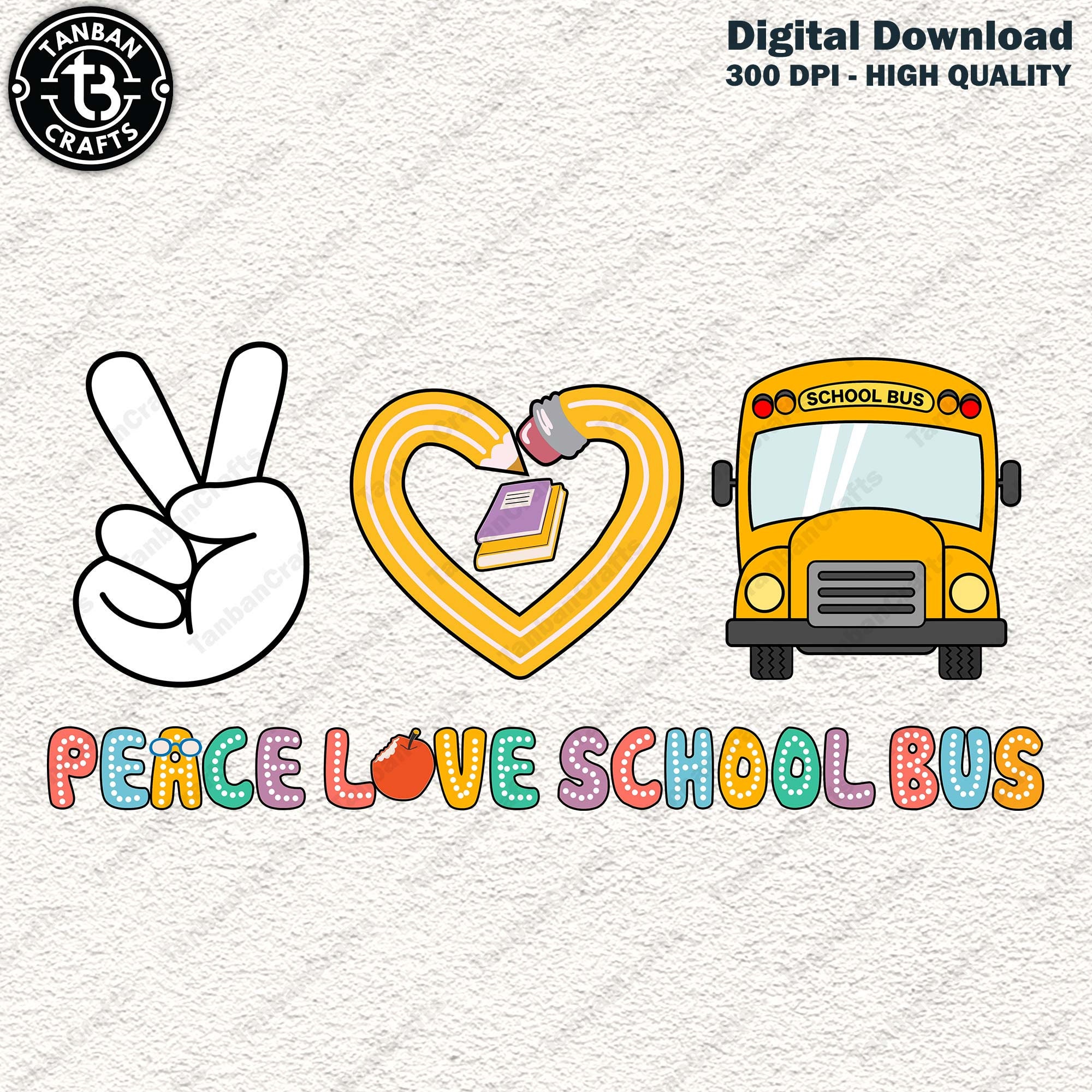 Peace Love School Bus Png, School Bus Png Sublimation Design, Back to ...