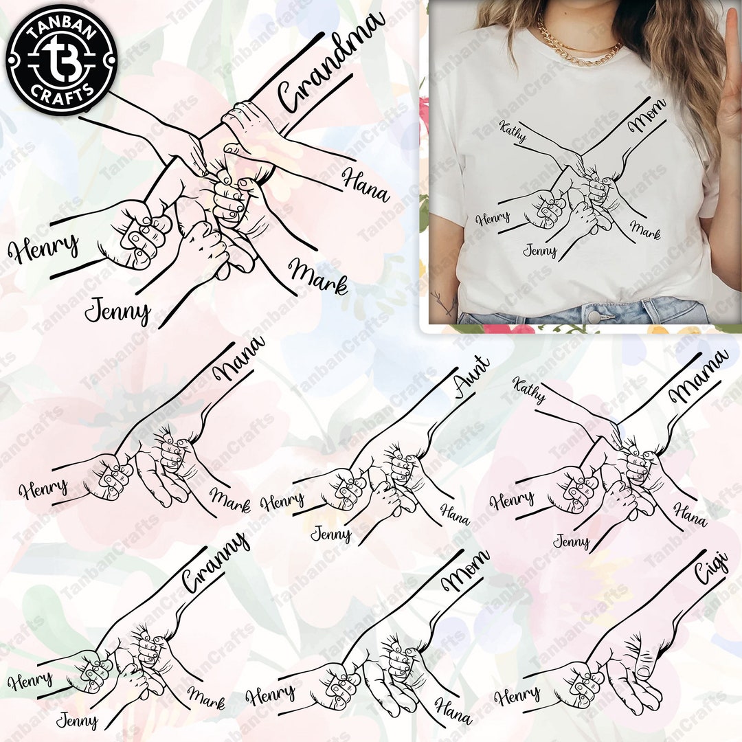 1-5 Hands Mom/ Grandma and Childs Png Bundle, Mother's Day Digital File ...