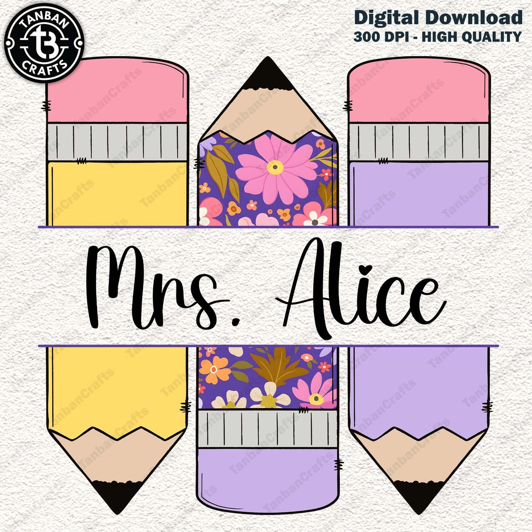 Pencil Name Frame Png, Teacher Name Png, Back to School Png, Pencil ...