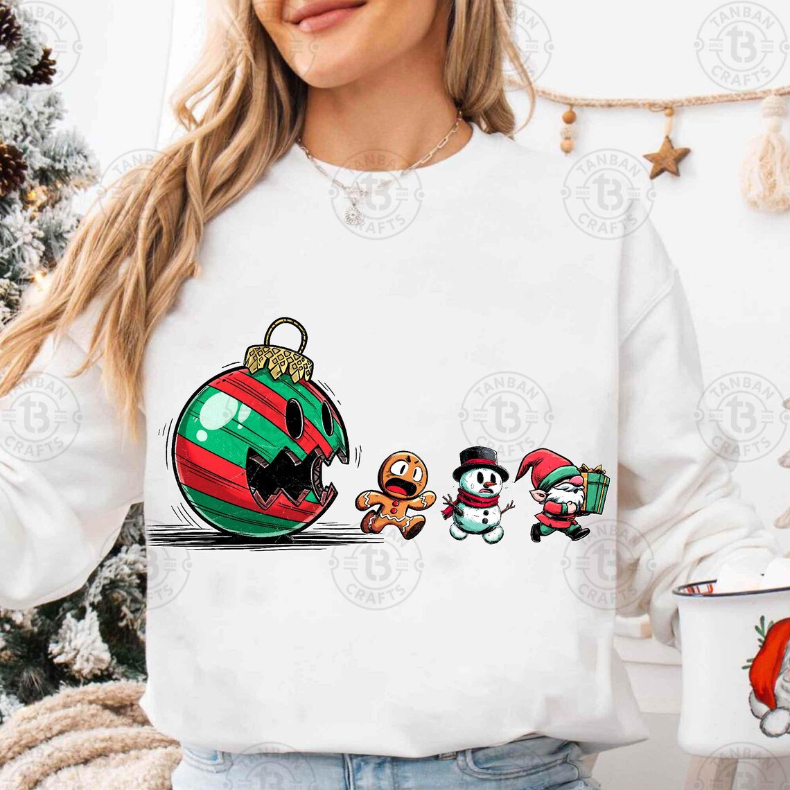 Christmas Ornament Chasing Gingerbread Cookie Png, Merry Christmas Png ...