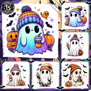 Cute Ghost Bundle, Halloween Png, Coffee Png, Bougie Png, Bougie Ghost ...