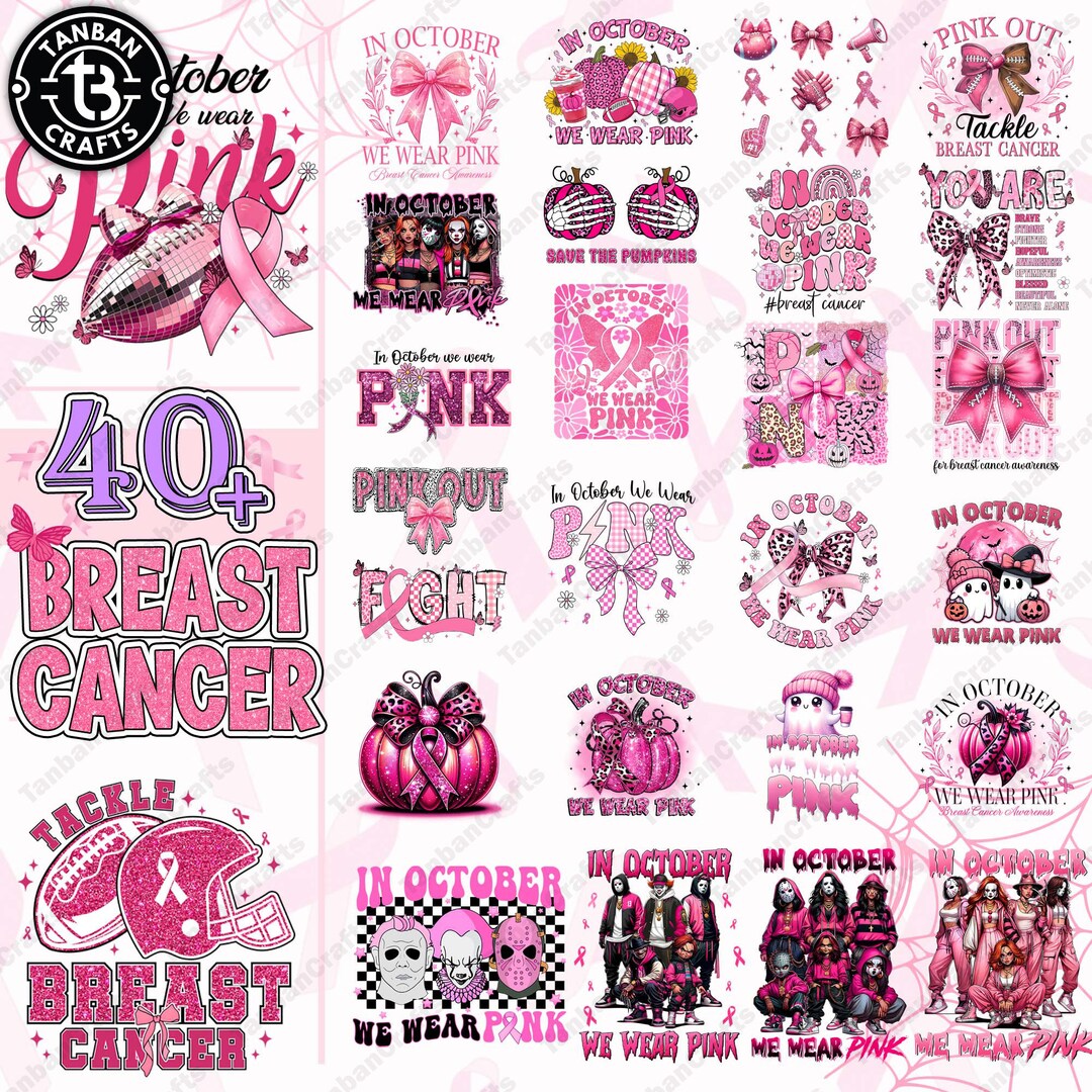 40 in October We Wear Pink Png Bundle, Horror Movie Pink Png, Pink ...