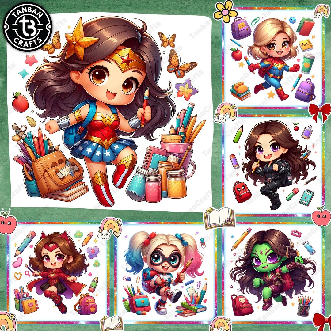 6 Cartoon Back to School Png Bundle, Funny Cartoon Png, Cartoon Friends ...