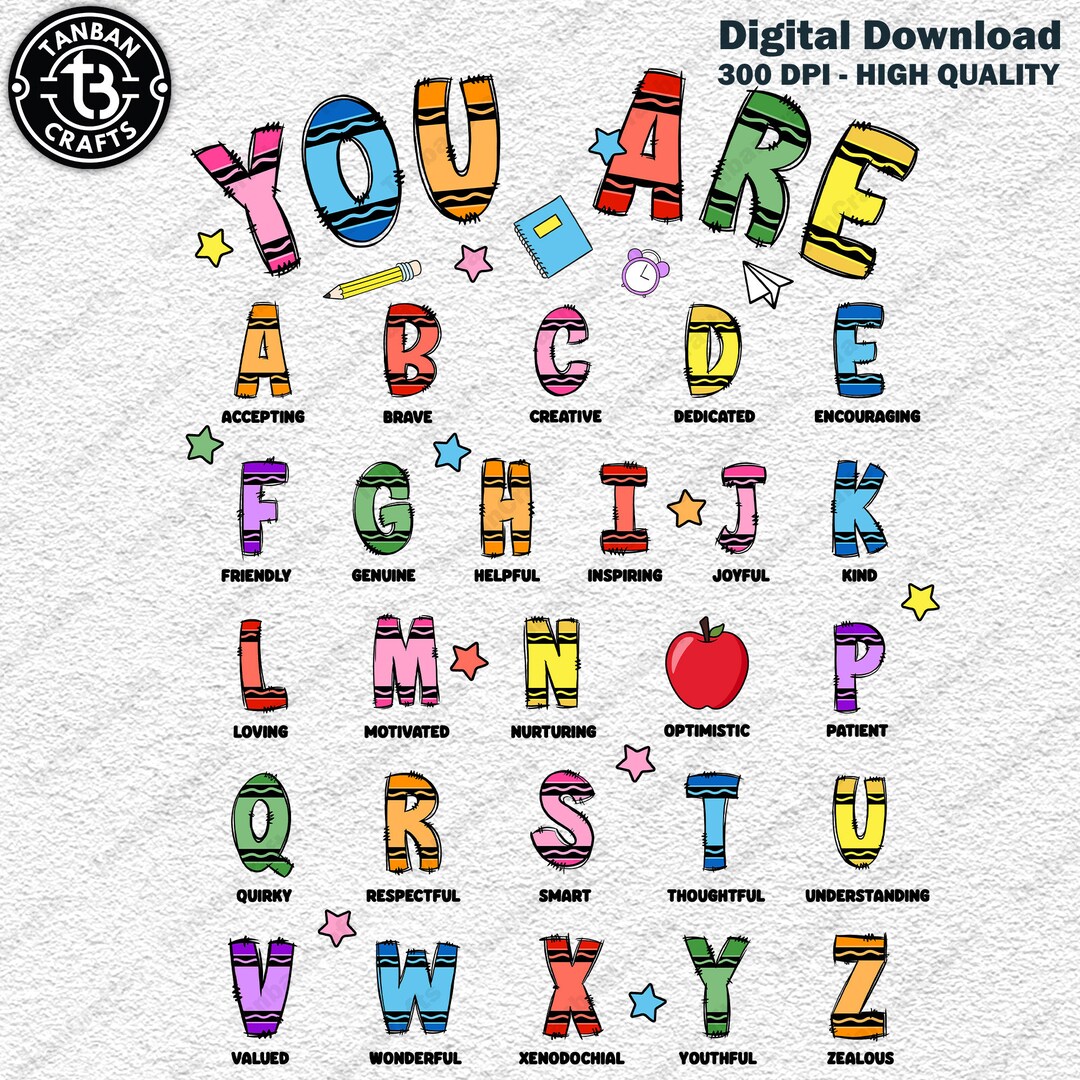 You Are Alphabet Teacher School Png, First Day of School Png, Welcome ...