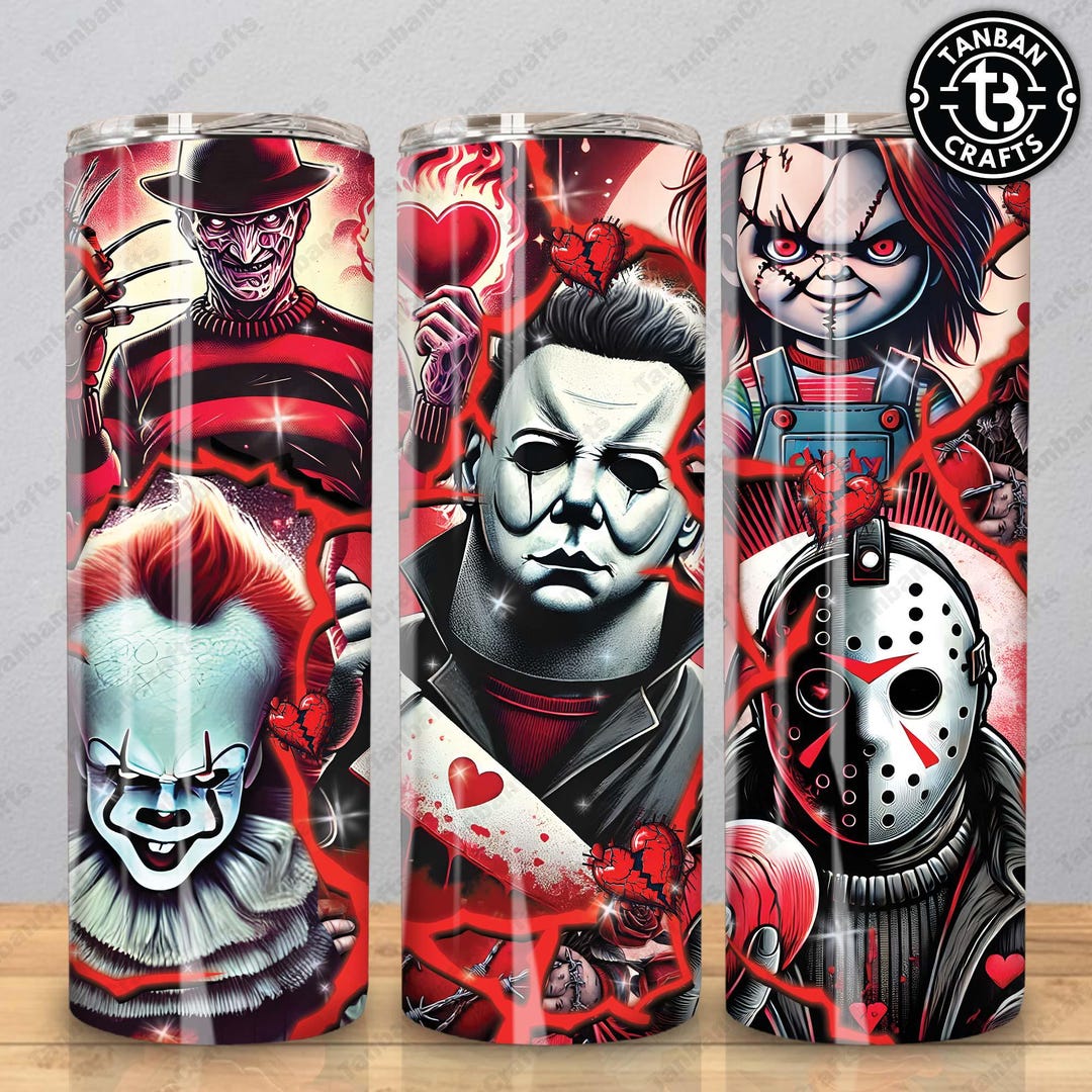 Horror Character 20 Oz Skinny Tumbler Png, Movies Characters 20oz ...