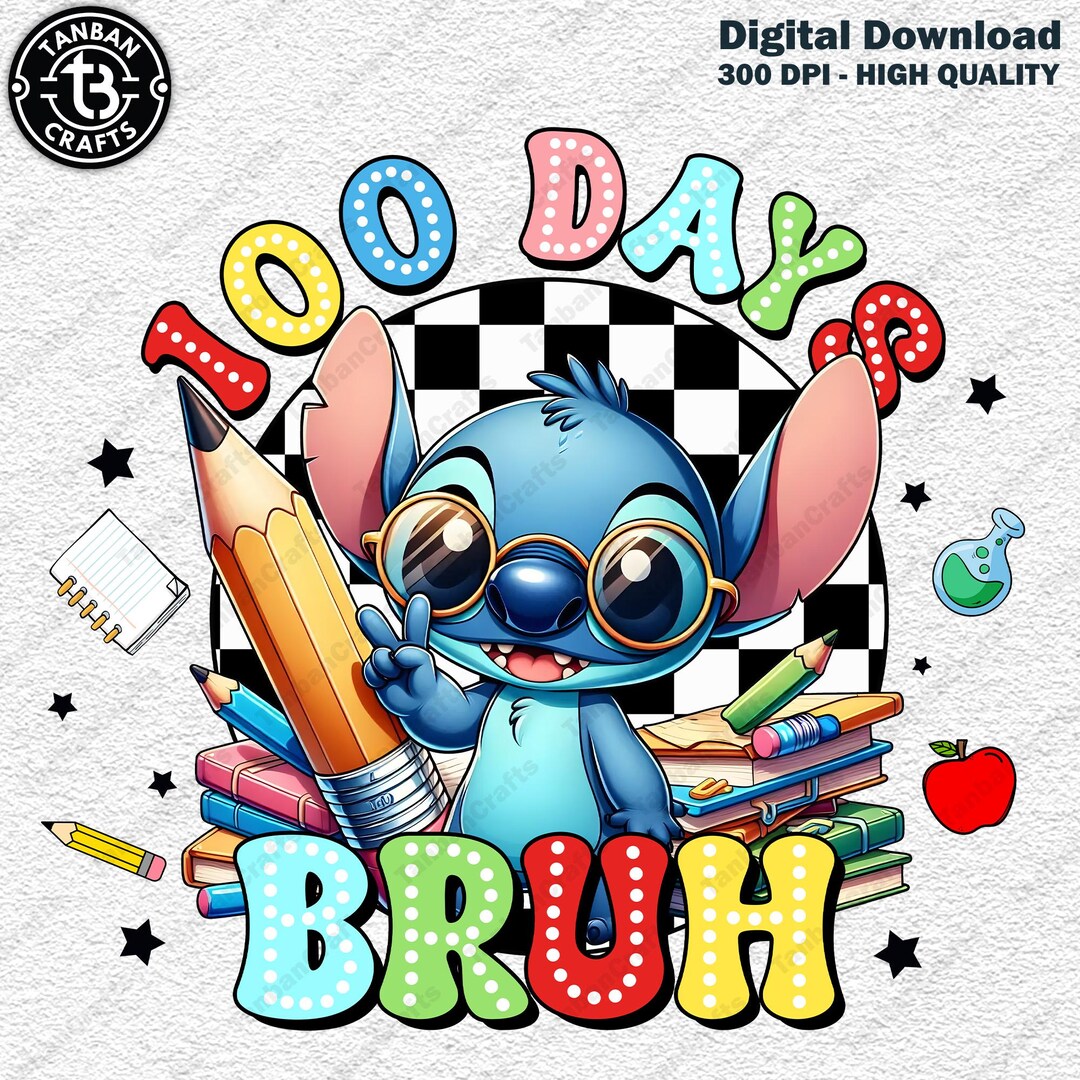 100 Days Bruh Cartoon PNG , Happy 100 Days of School Png, Gift for Kid ...
