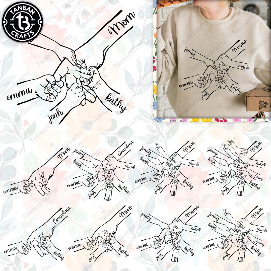 1-10 Hands Mom/ Grandma and Childs Png Bundle, Mother's Day Digital ...