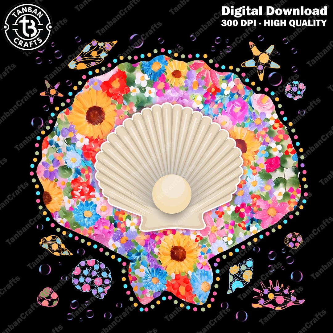 Preppy Seashells Png, Summer Vibes Png, Retro Floral Summer Png, Ocean ...