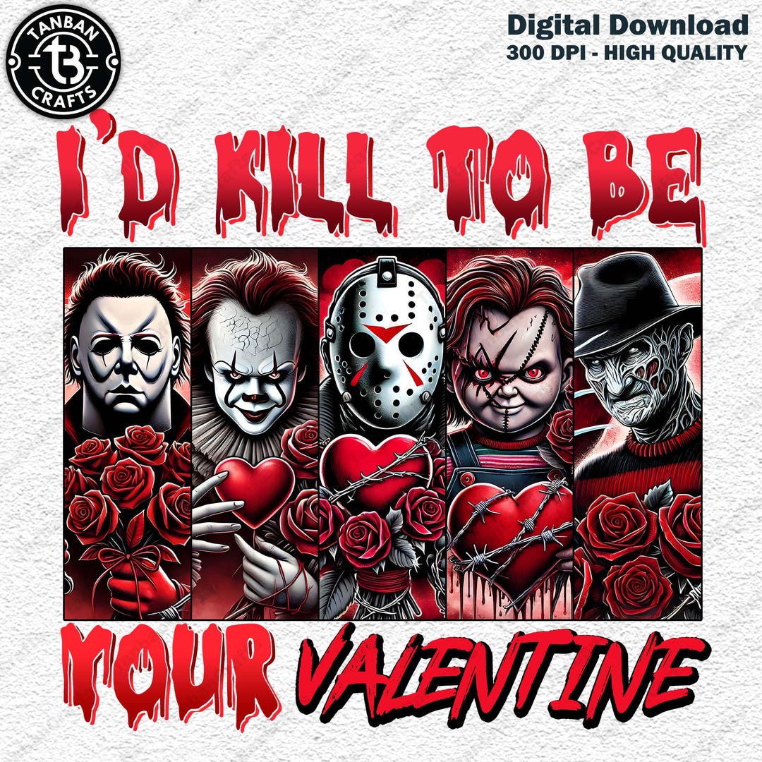 Valentine Horror Killers Png, Pink Heart Valentine Horror Png ...