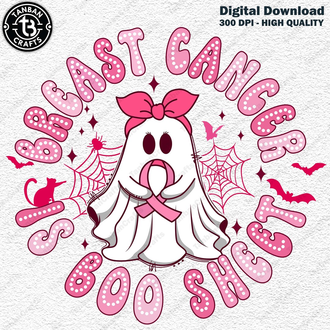 Breast Cancer is Boo Sheet Png, Retro Breast Cancer Png, Ghost Ribbon ...
