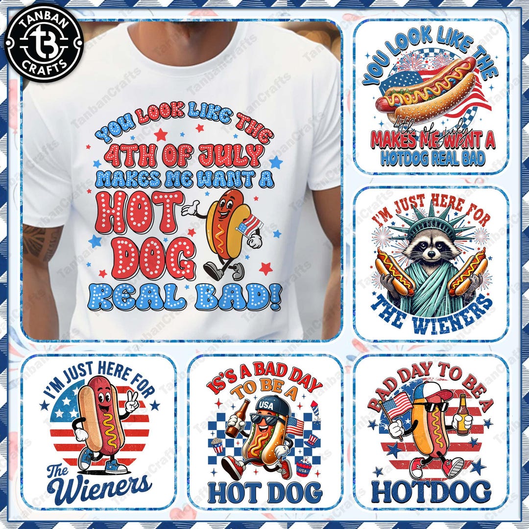 Bad Day to Be a Hot Dog Bundle Png, Funny USA Hot Dog Png, Independence ...