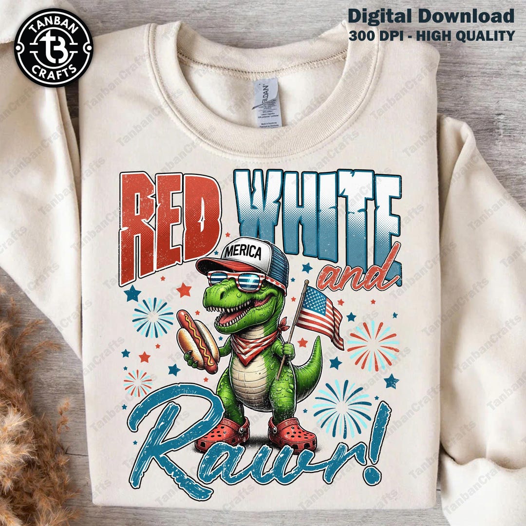 Red White and Rawr Png, T-rex Dinosaur Png, Kids 4th of July Png, USA ...
