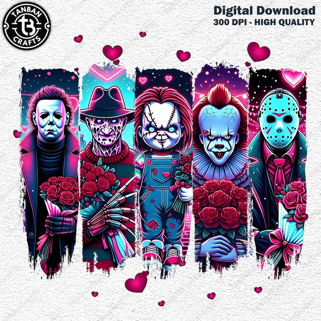 Neon Horror Valentine Characters Png, Coquette Valentine Horror Png ...