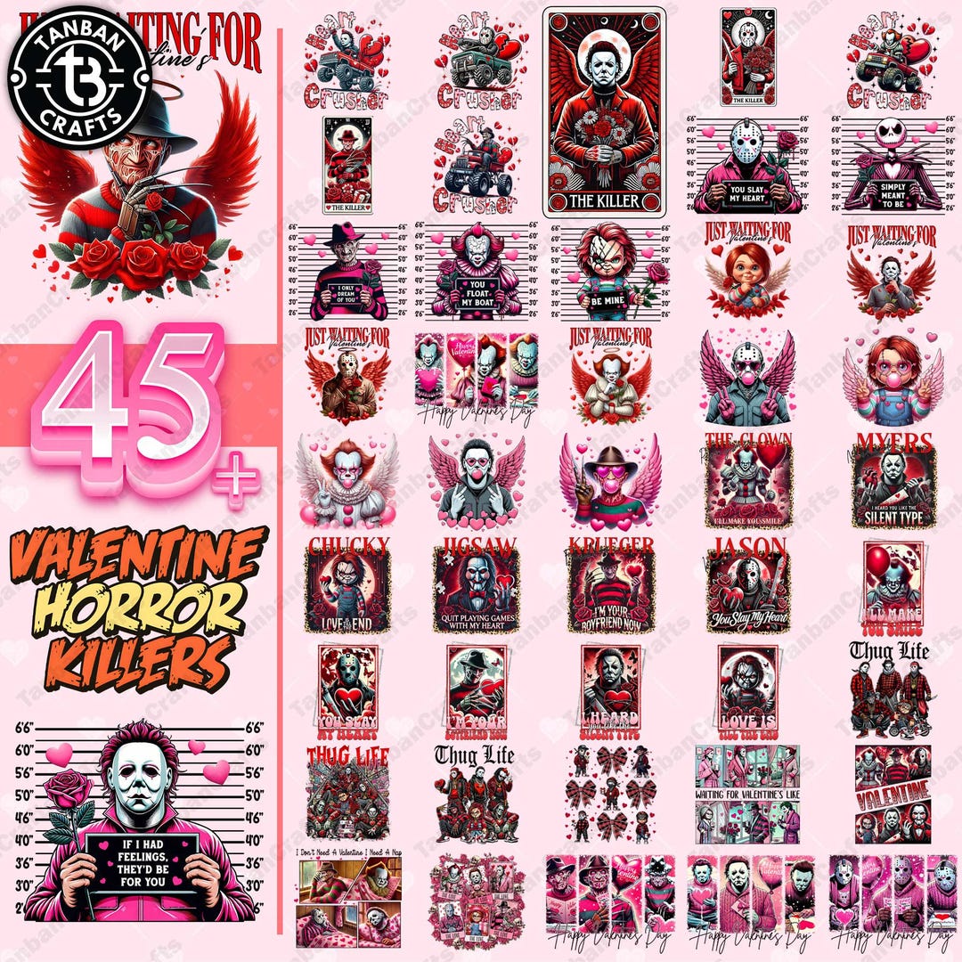 Valentine Horror Killers Png, Pink Heart Valentine Horror Png ...