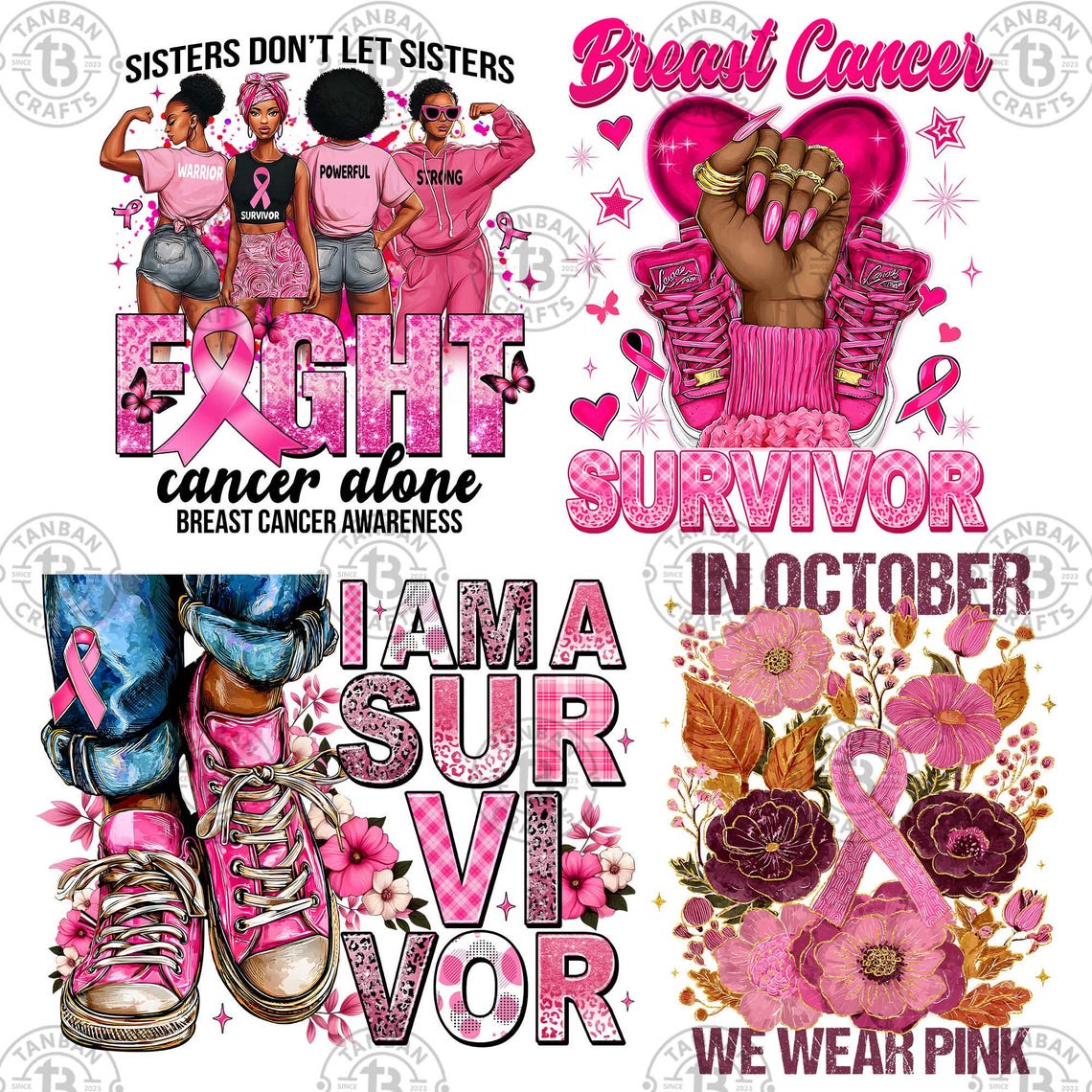 6+ Breast Cancer Awareness Woman Png Bundle, Preppy Breast Cancer ...