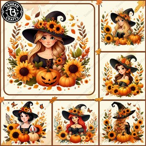 BUNDLE Fall Princess Png, Witch Cartoon Princess Png, Autumn Princess ...