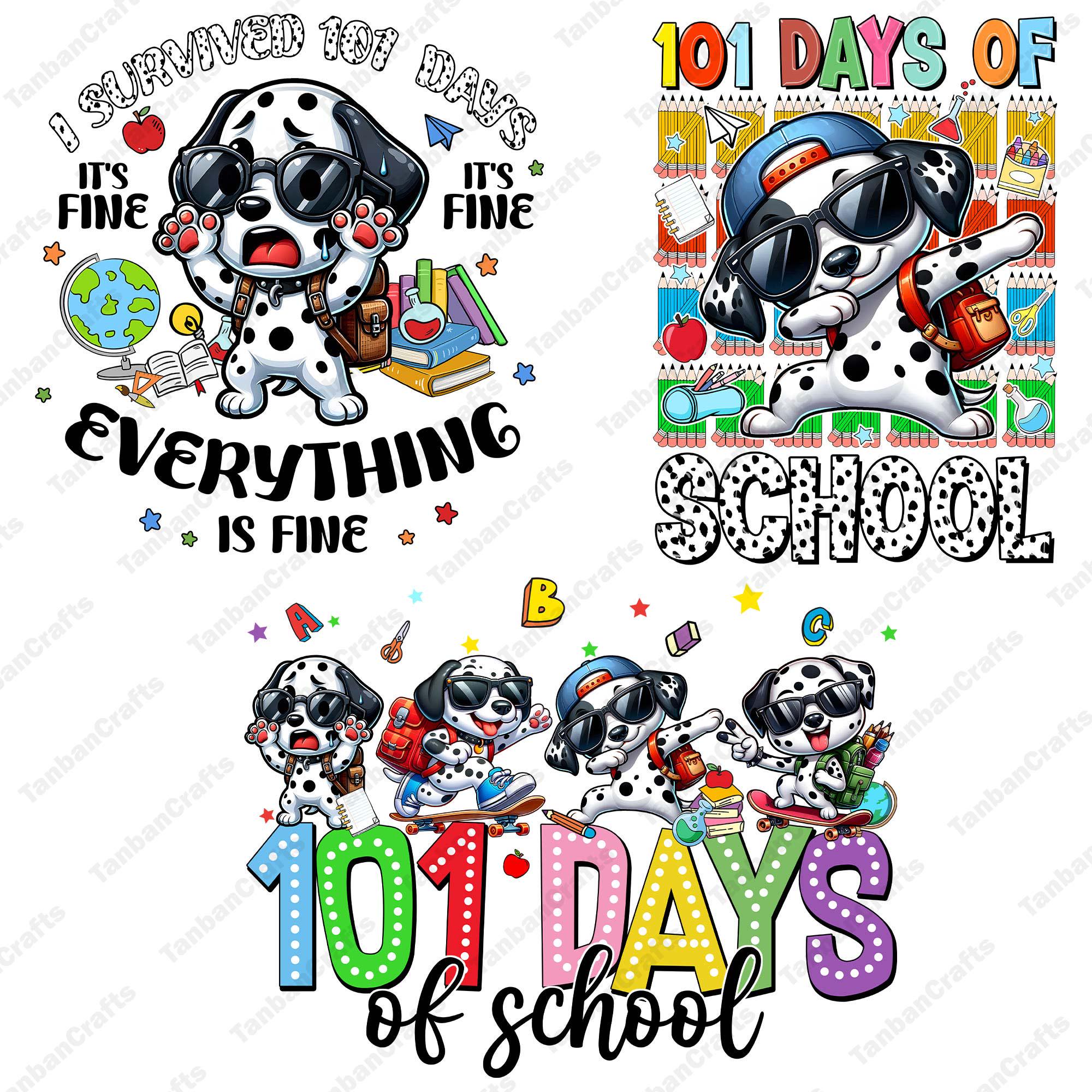 101 Days of School Bundle PNG, Dabbing Dalmatian Dog Bundle Png, 100th ...
