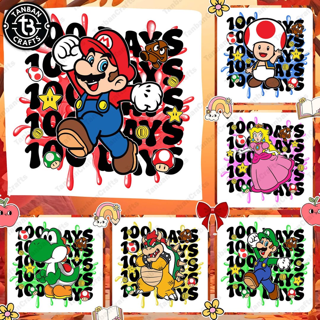 Bundle 100 Days of School Cartoon PNG, Happy 100 Days Png, Gift for Kid ...