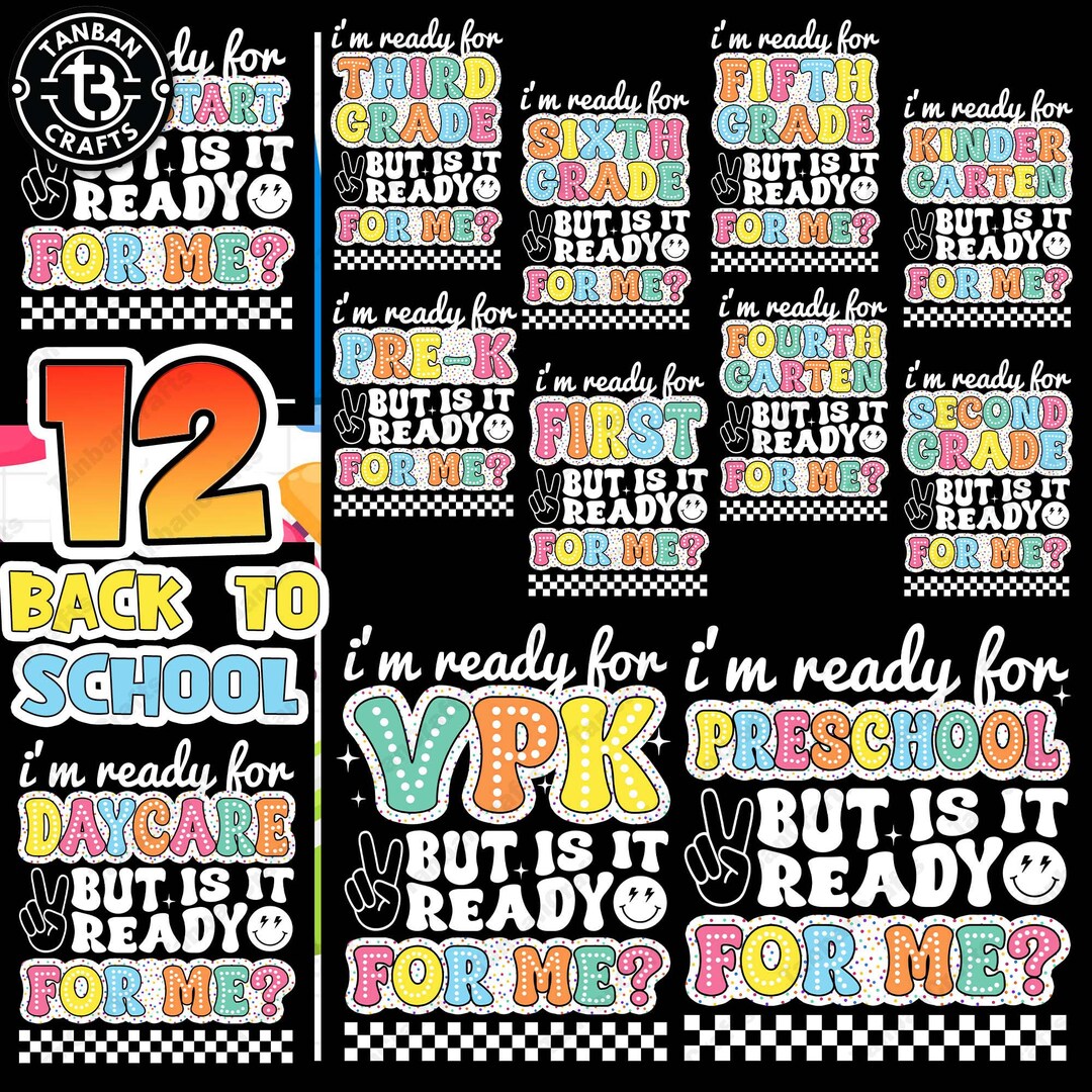 BUNDLE Back to School Png, I'm Ready for Kindergarten but is It Ready ...
