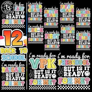 BUNDLE Back to School Png, I'm Ready for Kindergarten but is It Ready ...